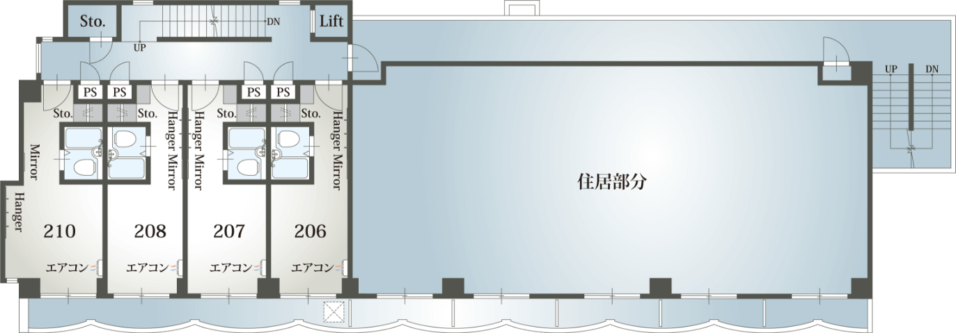池田市の賃店舗・貸事務所H.B.P JO-NAN | テナントのルームタイプ